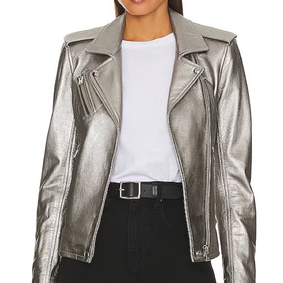 IRO | Jackets & Coats | Iro Metallic Leather Newhan Motorcycle Jacket ...